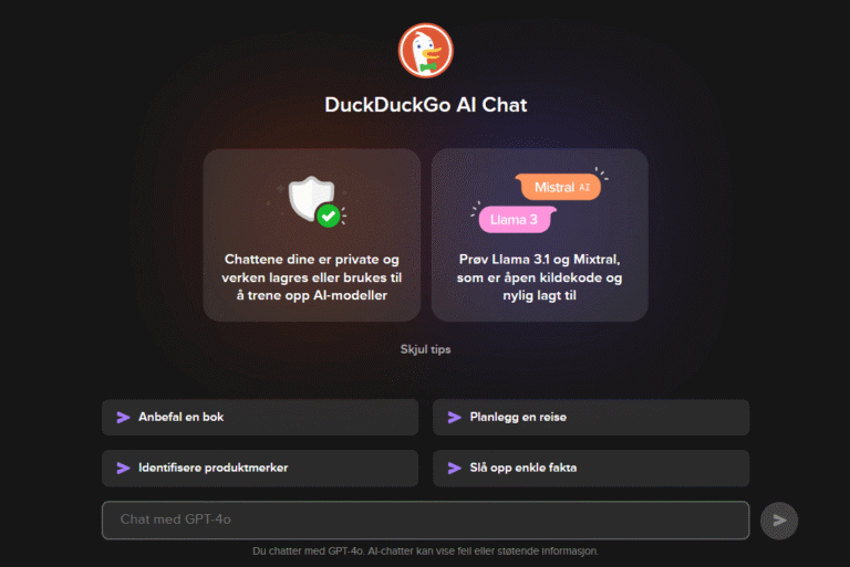 Test av DuckDuckGo AI Chat: Bruk chatboter anonymt • AIavisen